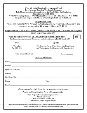 Fillable Online 2016 Fillable FH ADA Registration Form Fax Email Print ...