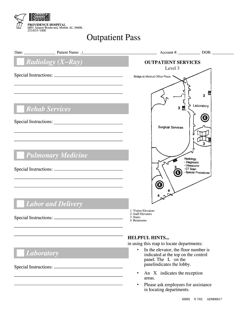 Fillable Online support providencehospital Outpatient Pass - support providencehospital Fax ...