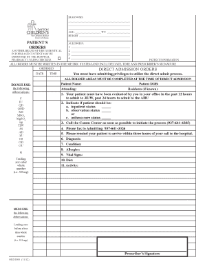 Fillable Online PATIENTS ORDERS Fax Email Print - pdfFiller