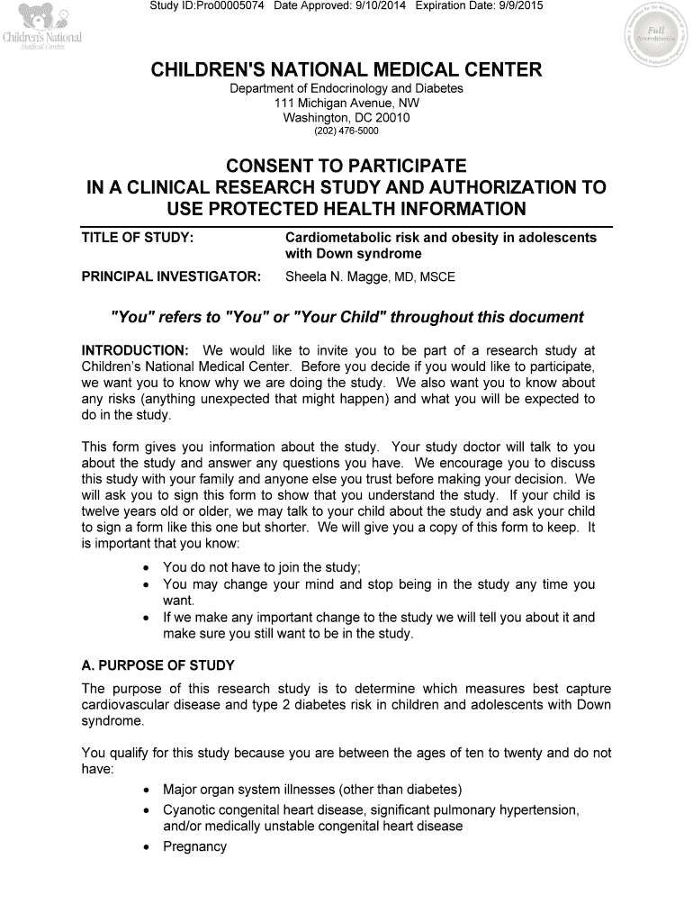 Fillable Online research chop Informed Consent and HIPAA Authorization ...