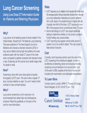 Fillable Online Lung Cancer Screening Risks - Health First Fax Email ...