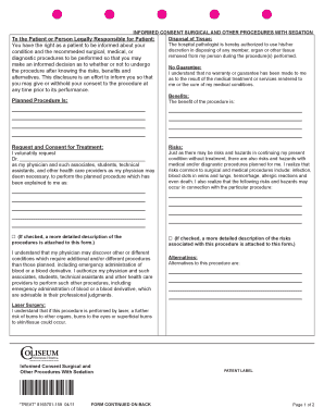 Fillable Online INFORMED CONSENT SURGICAL AND OTHER PROCEDURES WITH ...