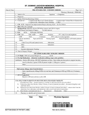 Fillable Online Pre-Op Bariatric Surgery Orders - stdomcom Fax Email ...