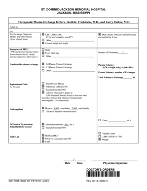 Fillable Online Therapeutic Plasma Exchange Orders Fax Email Print ...