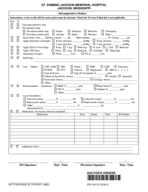 Fillable Online Intraoperative Orders Fax Email Print - pdfFiller