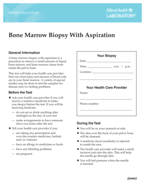 Fillable Online Bone Marrow Biopsy With Aspiration - Allina Health Fax Email Print - pdfFiller