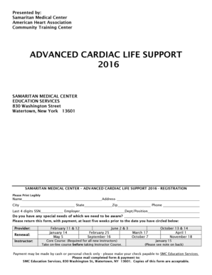 Fillable Online ADVANCED CARDIAC LIFE SUPPORT 2016 - Samaritan Health ...