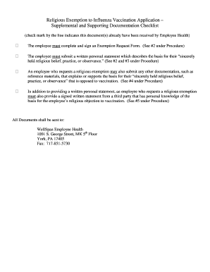Fillable Online Religious Exemption to Influenza Vaccination ...