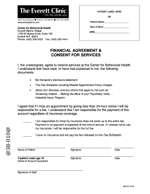 Fillable Online Fee Agreement Consent to Receive Services Center for ...