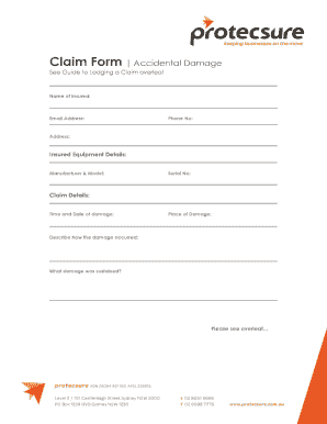 Fillable Online Accidental Damage - Protecsure Fax Email Print - pdfFiller
