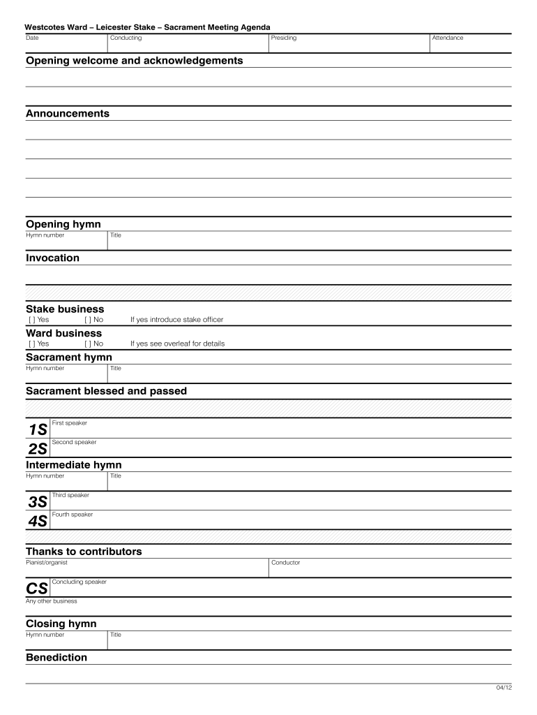 Lds Sacrament Meeting Program Template