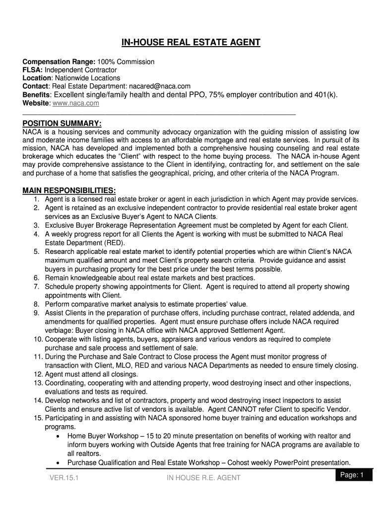 Fillable Online IN-HOUSE REAL ESTATE AGENT Fax Email Print - pdfFiller