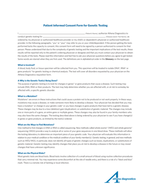 Fillable Online Patient Informed Consent Form for Genetic Testing Fax ...