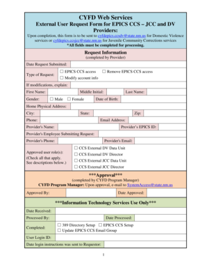 Fillable Online cyfd CYFD Web Services External User Request Form for ...
