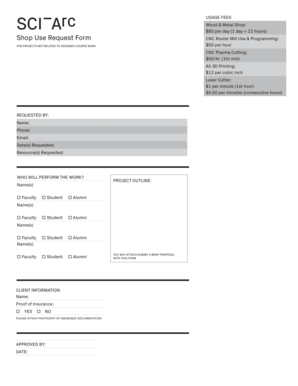 Fillable Online sciarc Shop Use Request Form - SCI-Arc - sciarc Fax ...