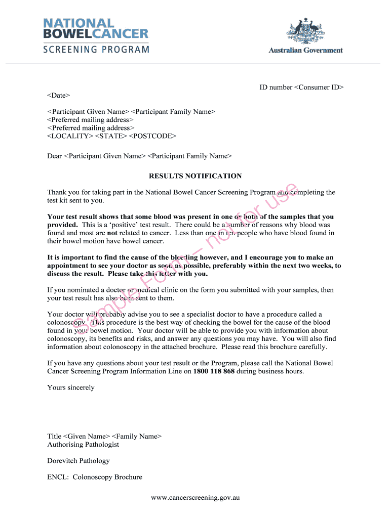 Fillable Online RESULTS NOTIFICATION Sample Form not for use Fax Email ...