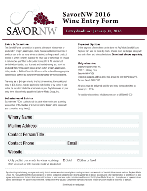 Fillable Online Wine Entry Form Fax Email Print - pdfFiller