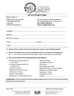 Fillable Online eci-vienna2015 NOTE OF INTEREST FORM - eci ...