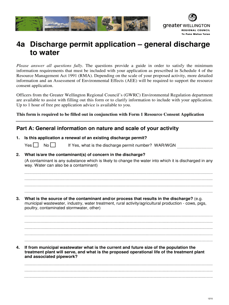 Fillable Online 4a Discharge permit application general discharge to ...
