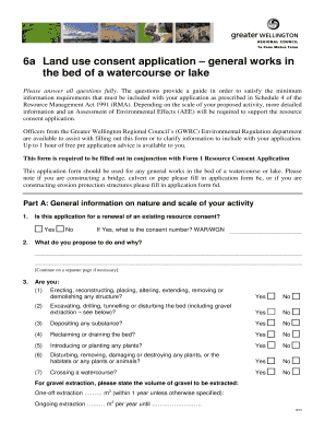 Fillable Online 6a Land use consent application general works in the ...