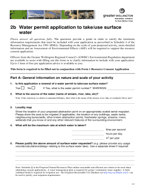 Fillable Online 2b Water permit application to takeuse surface water ...