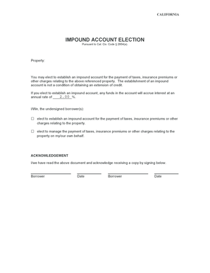 Fillable Online IMPOUND ACCOUNT ELECTION - Michigan Mutual Inc Fax ...