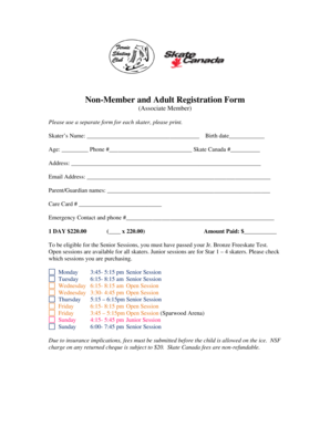 Fillable Online 2015- 2016 Non-Member and Adult Registration Form Fax ...