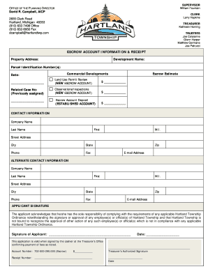 Fillable Online Escrow Receipt - Hartland Township Fax Email Print ...