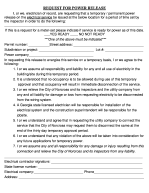 Fillable Online REQUEST FOR POWER RELEASEdoc Fax Email Print - pdfFiller