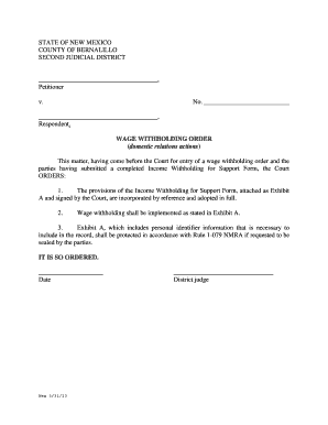 Fillable Online WAGE WITHHOLDING ORDER Fax Email Print - pdfFiller
