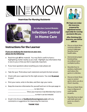 Fillable Online Infection Control in Home Care - At Home Solutions Fax ...