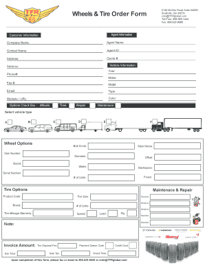 Fillable Online Big Wheels amp Tires Order Form Fax Email Print - pdfFiller