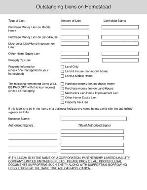 Fillable Online Outstanding Liens on Homestead - Blanco National Bank ...