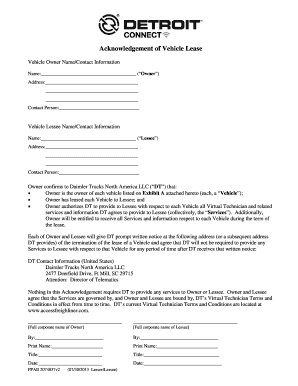 Fillable Online Acknowledgement of Vehicle Lease Fax Email Print ...