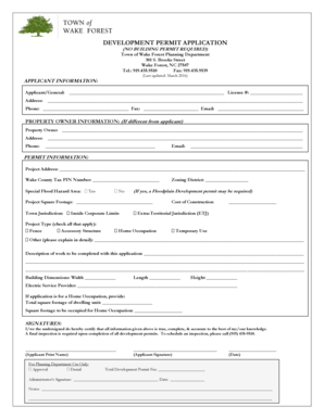 Fillable Online wakeforestnc DEVELOPMENT PERMIT APPLICATION NO BUILDING ...