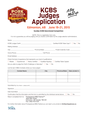 Fillable Online porkapalooza KCBS Judges Application - Porkapalooza ...