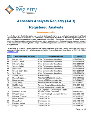 Fillable Online Asbestos Analysts Registry (AAR) Fax Email Print ...