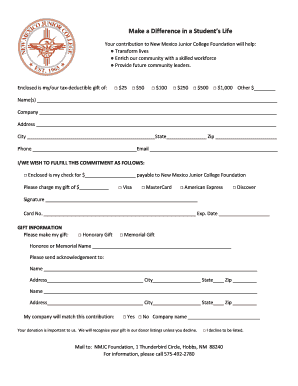 Fillable Online nmjc Make a Difference in a Students Life - nmjc Fax ...