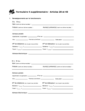 Remplissable En Ligne Formulaire 4 supplmentaire - articles 28 et 40 ...