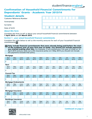 Fillable Online Confirmation of Household Financial Commitments for Fax ...