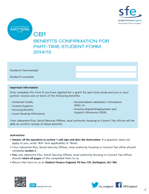 Fillable Online CB1 Form - Benefits Confirmation for Part-time Student ...