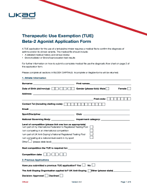 Fillable Online ukad org Beta-2 Agonist Application Form Fax Email ...