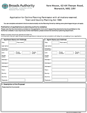 Fillable Online Application for Outline Planning Permission with all ...