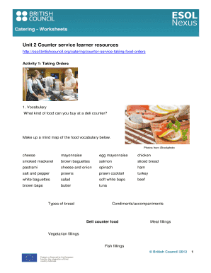 Fillable Online Catering - Worksheets Fax Email Print - pdfFiller