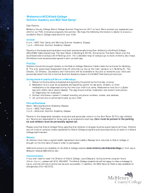 Fillable Online Welcome to MCC Kids & College Fax Email Print - pdfFiller