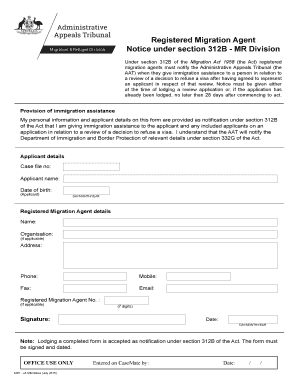 Fillable Online Registered Migration Agent Notice under section 312B ...