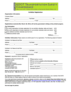 Fillable Online 2016 EXHIBITOR Registration MAIL-IN Form-policy Fax ...