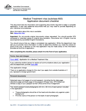 Fillable Online Medical Treatment visa (subclass 602) Fax Email Print ...