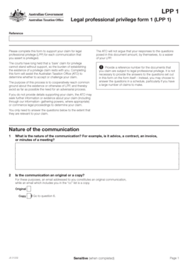 Fillable Online ato gov Legal professional privilege form 1 (LPP 1) - ato gov Fax Email Print ...