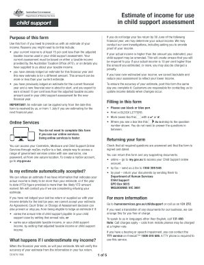 Fillable Online humanservices gov Estimate of income for use in child ...